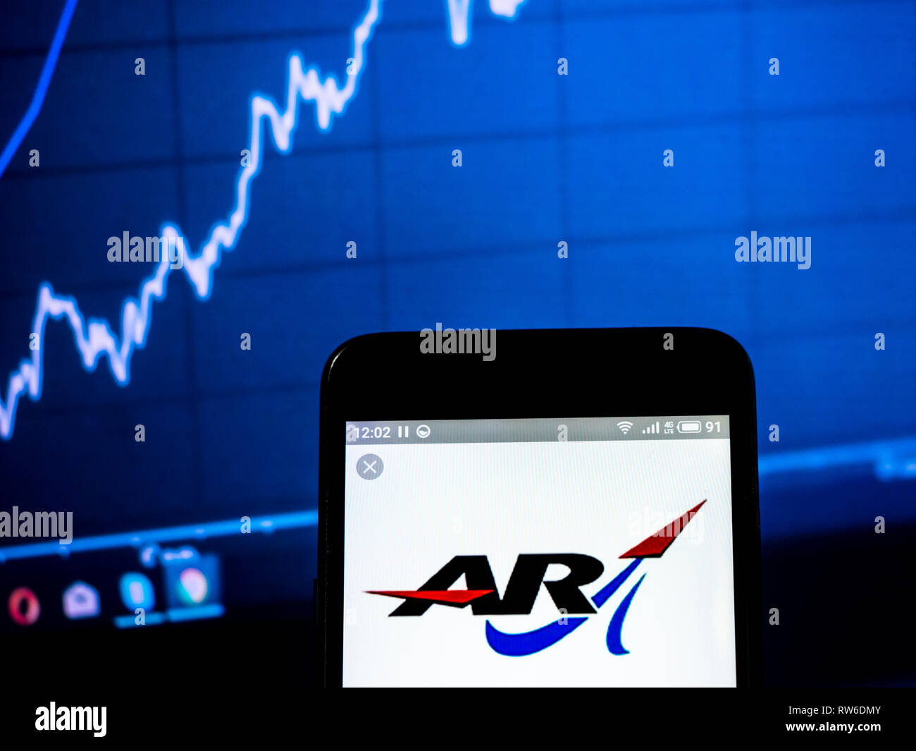 Aerojet Rocketdyne company logo seen displayed on smart phone Stock ...