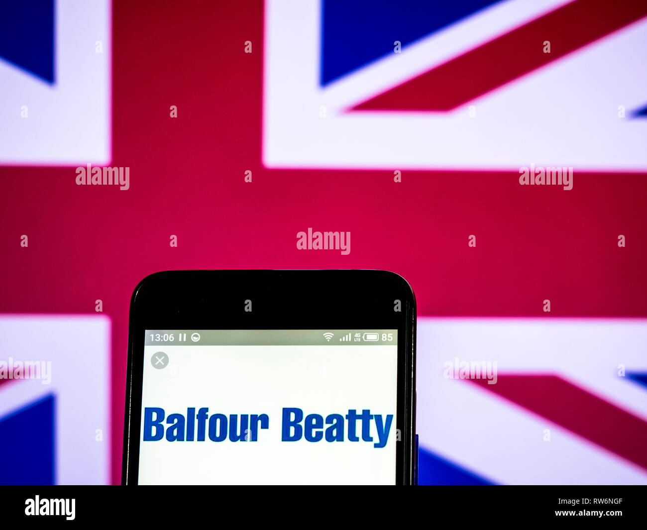 Balfour Beatty international infrastructure group logo seen displayed on smart phone Stock Photo ...