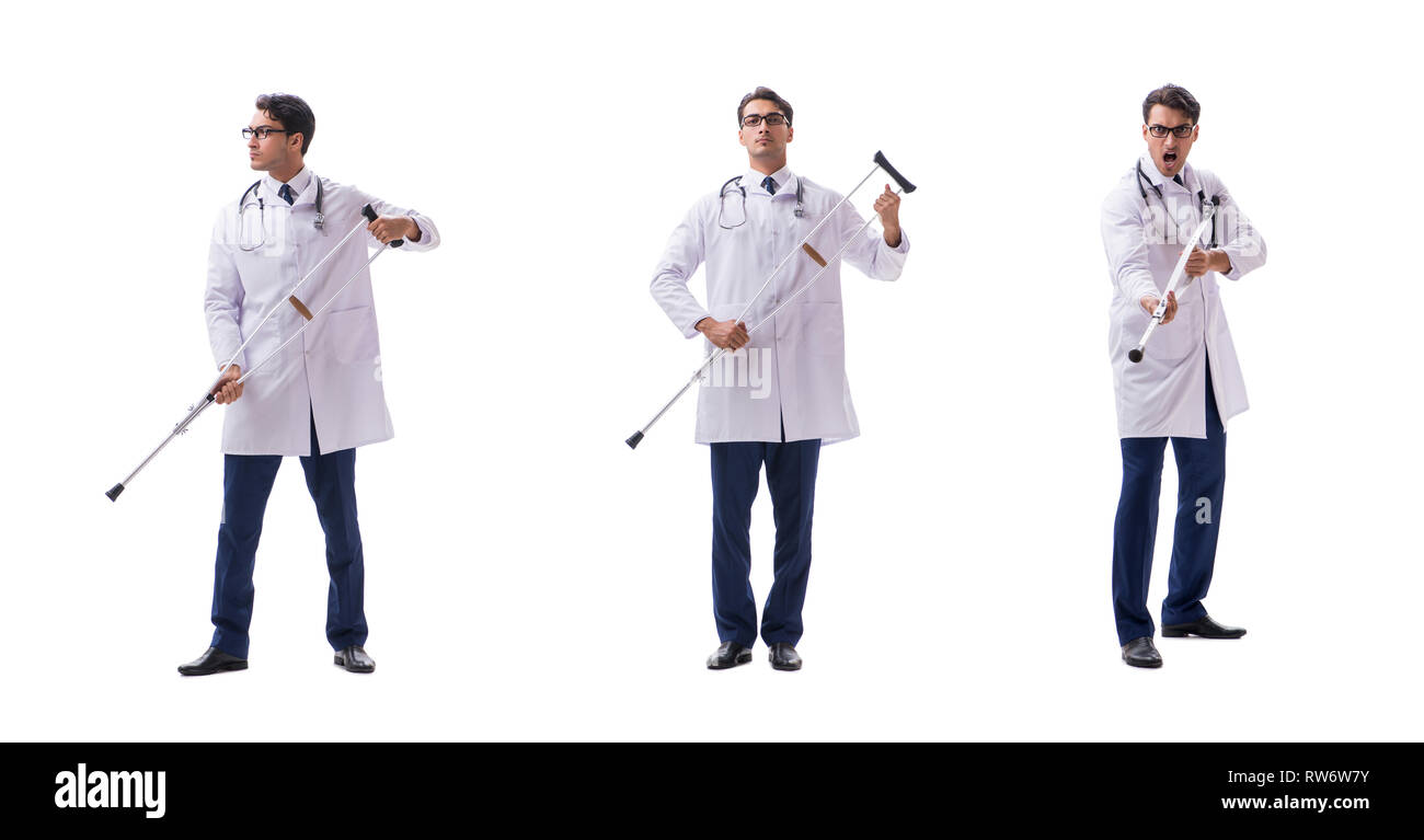 Young doctor physician standing walking isolated on white background ...