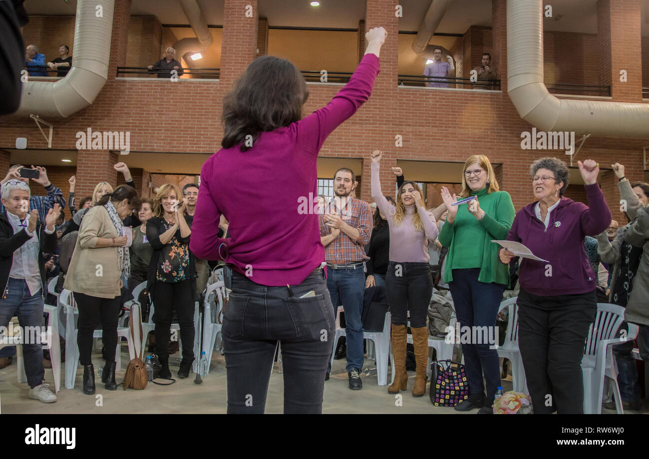 Isabel Serra seen during her announcement. Isabel Serra from Podemos ...