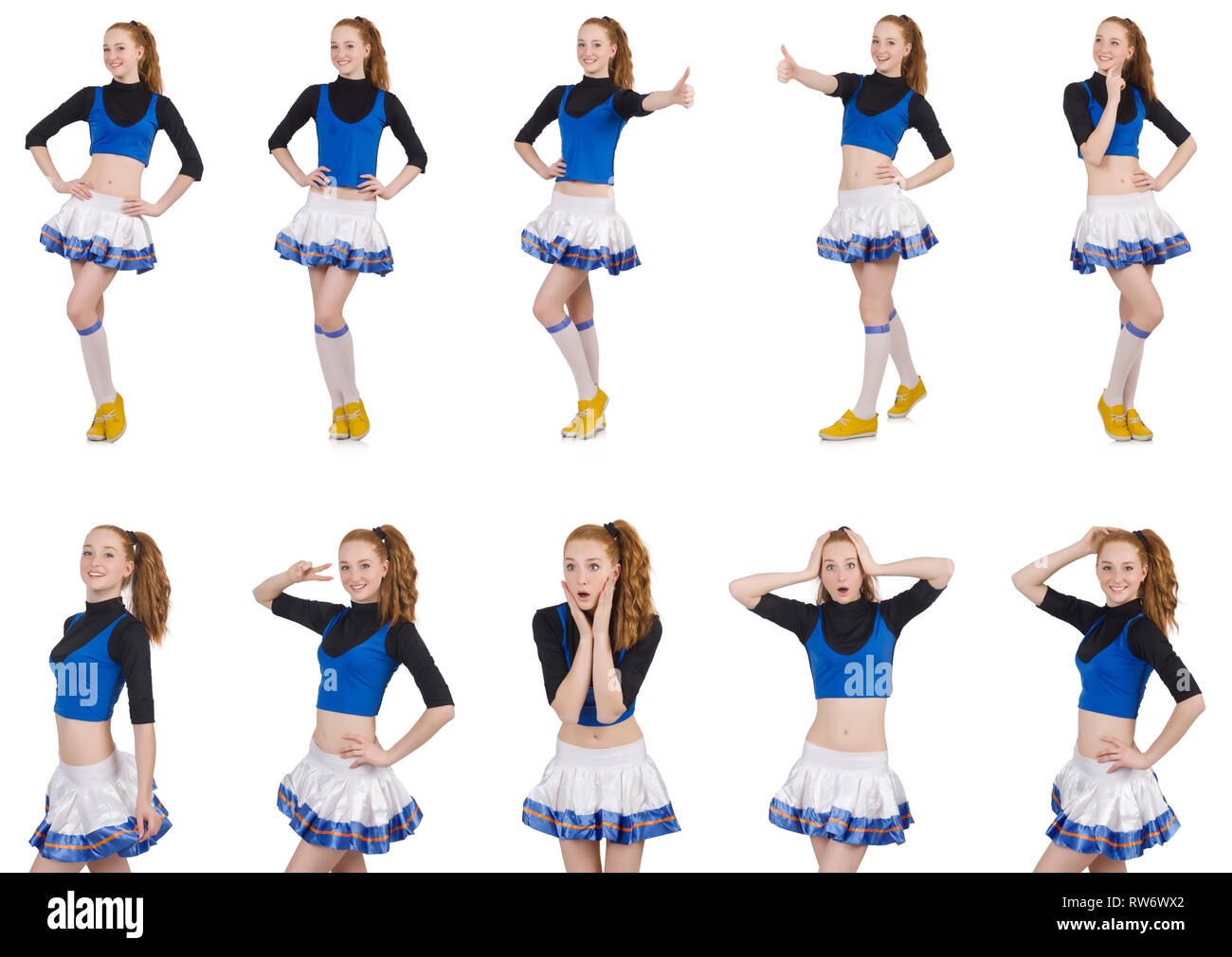 Cheerleader isolated on the white background Stock Photo - Alamy