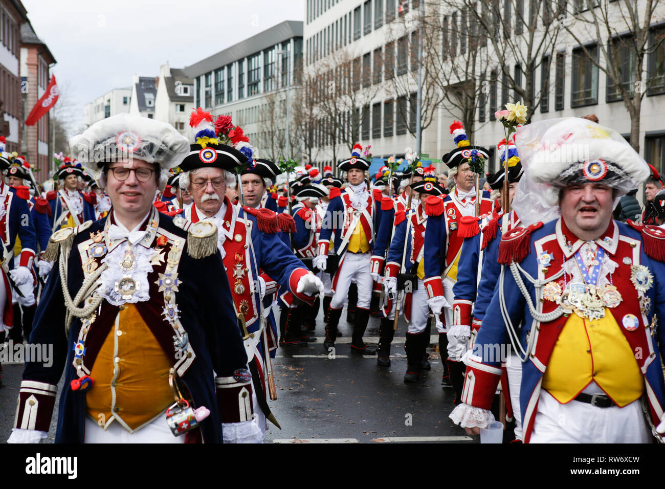 Mainz, Germany. 4th March 2019. Members of the Mainzer Ranzengarde ...