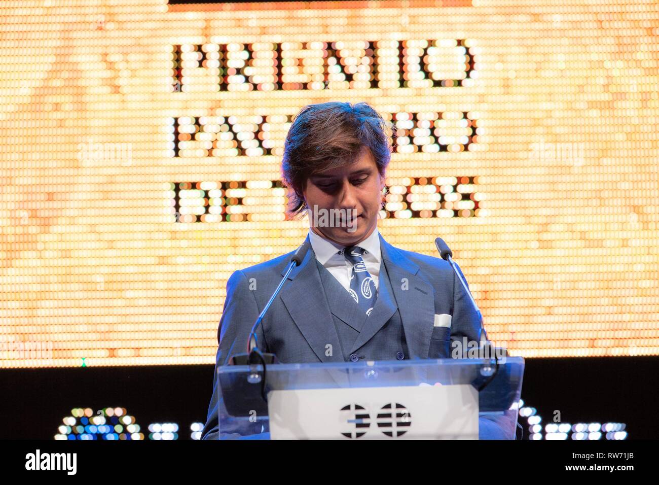 The bullfighter Andres Roca Rey seen talking and thanking the prize ...