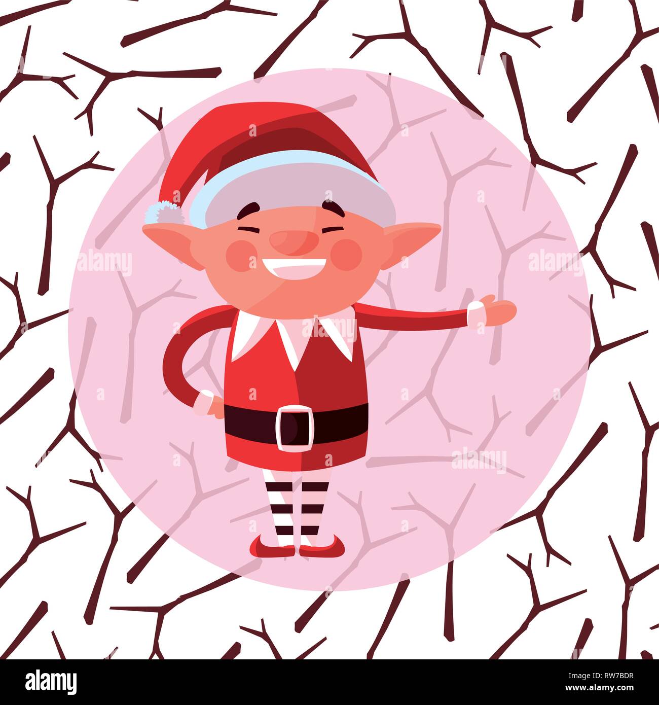 Christmas elf over colorful background, vector illustration Stock ...