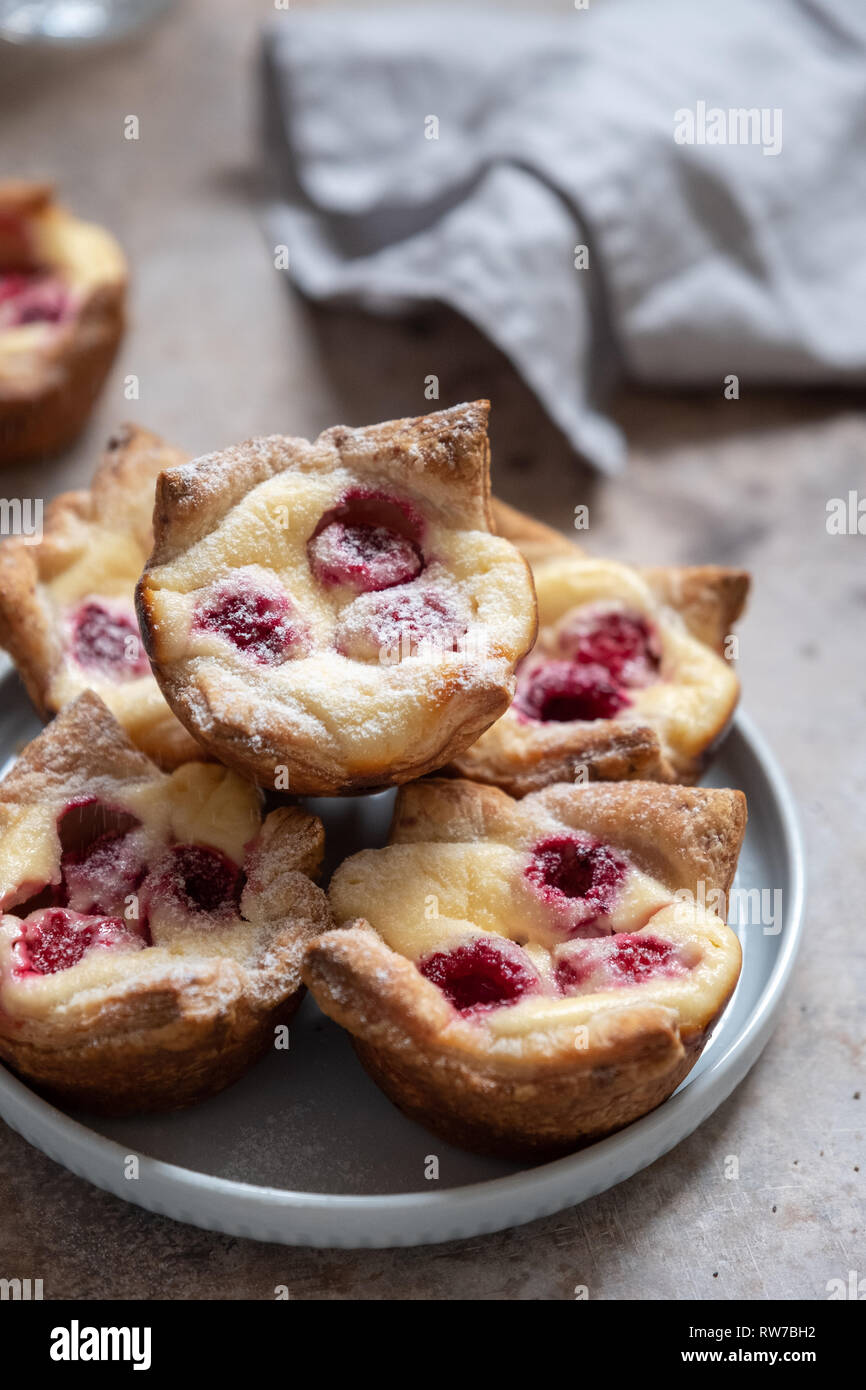 Raspberry Cream Cheese Puff Pastry Pies Stock Photo - Alamy