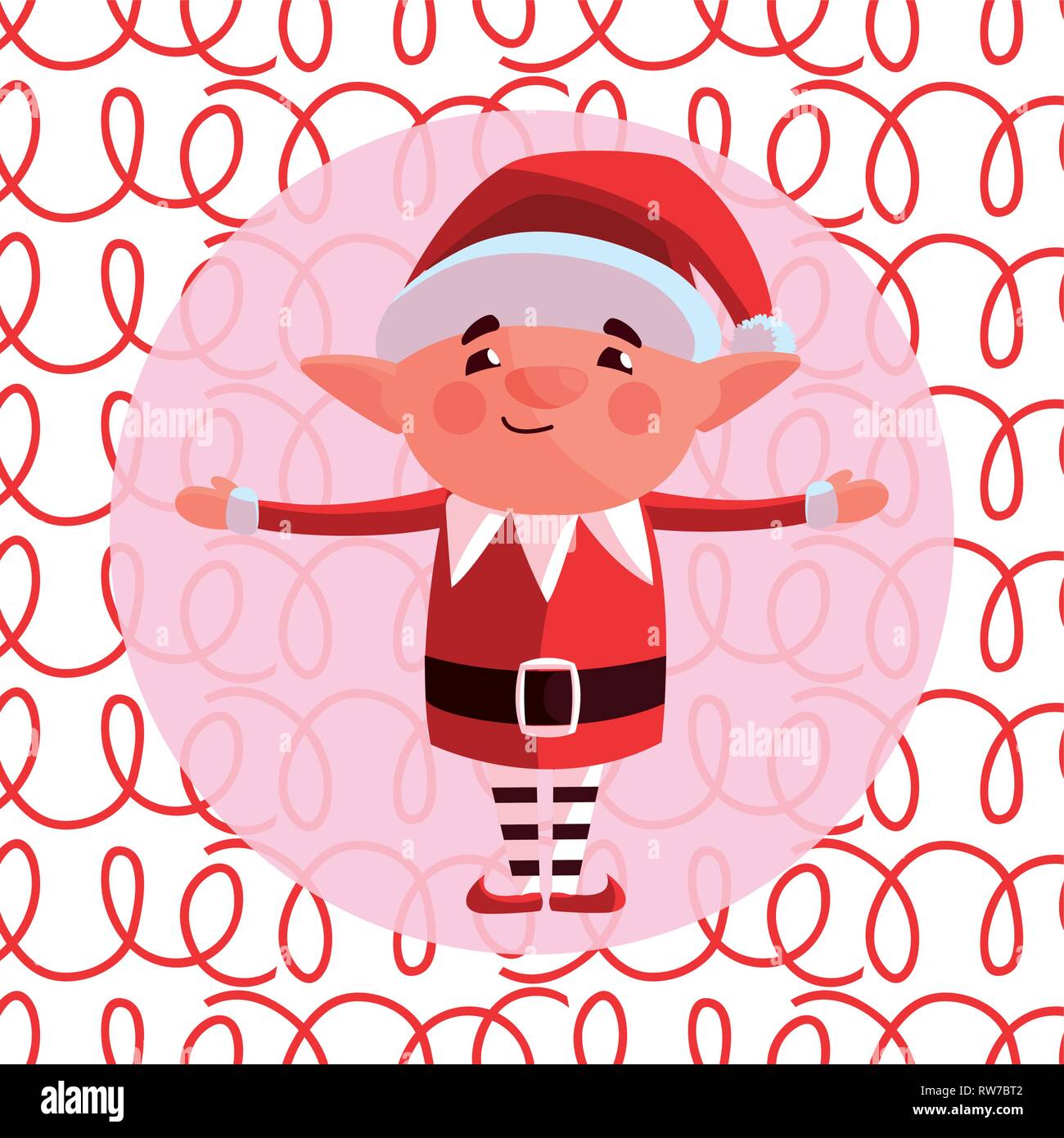 Christmas elf over colorful background, vector illustration Stock ...
