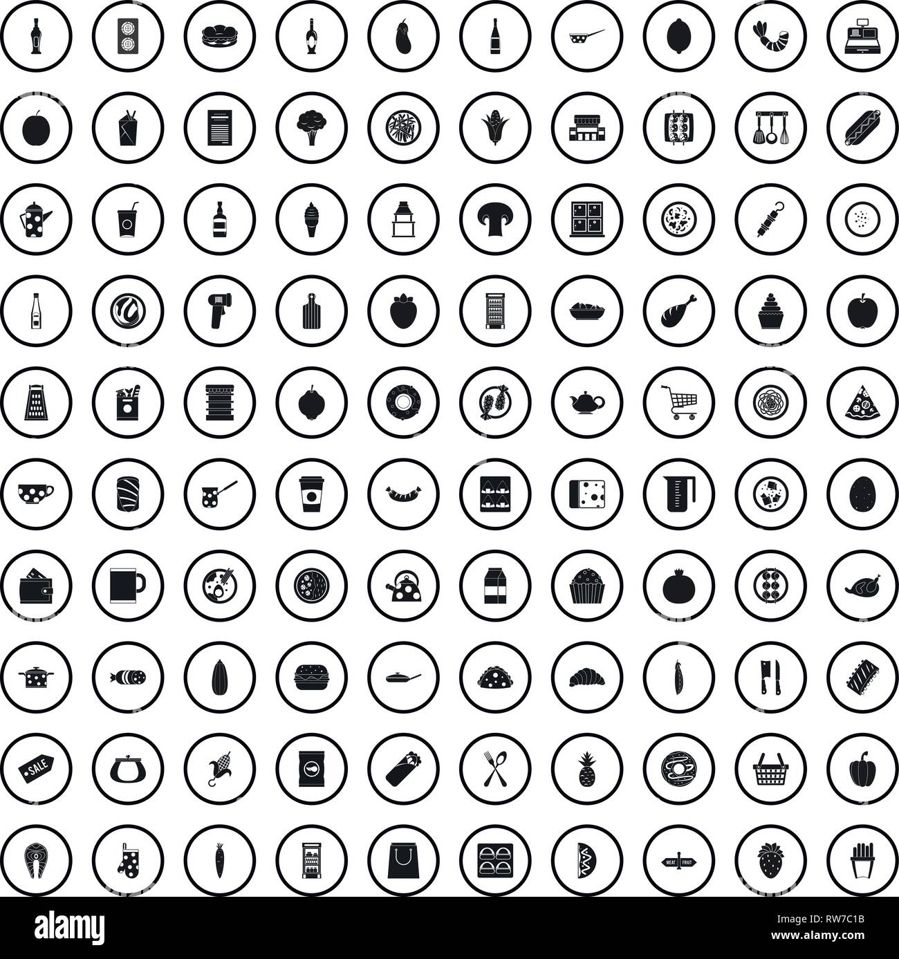 100 lunch icons set, simple style Stock Vector Image & Art - Alamy