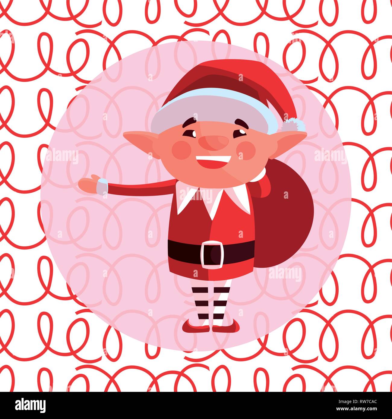 Christmas elf over colorful background, vector illustration Stock ...