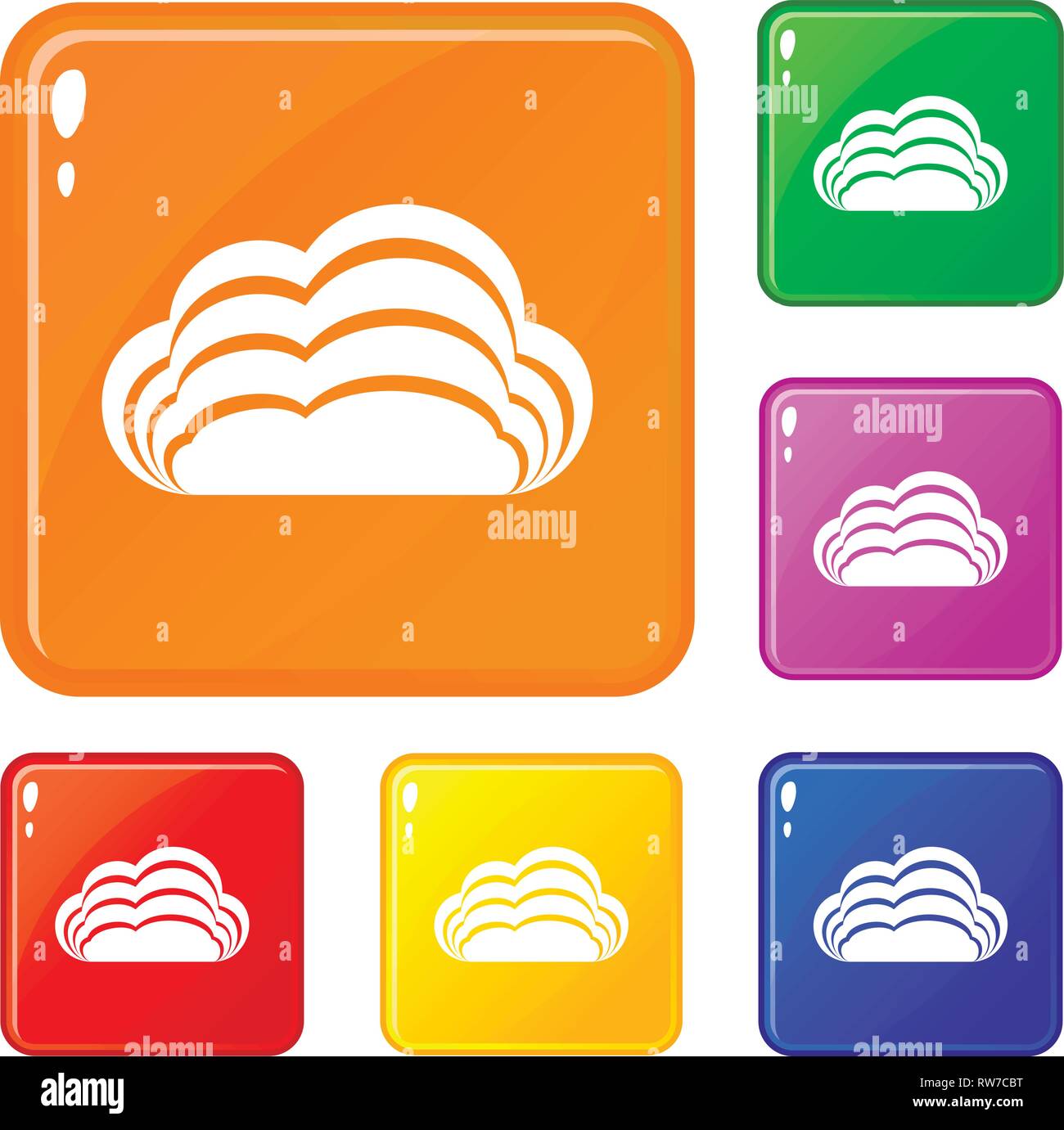 Nature cloud icons set vector color Stock Vector Image & Art - Alamy