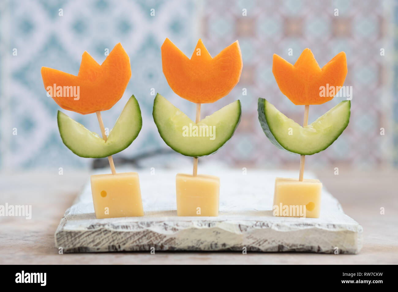 Canape with cucumber, carrot and cheese Stock Photo - Alamy