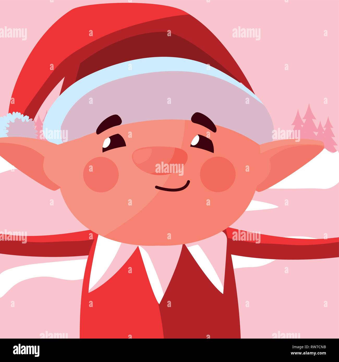 Christmas elf over pink background, vector illustration Stock Vector ...