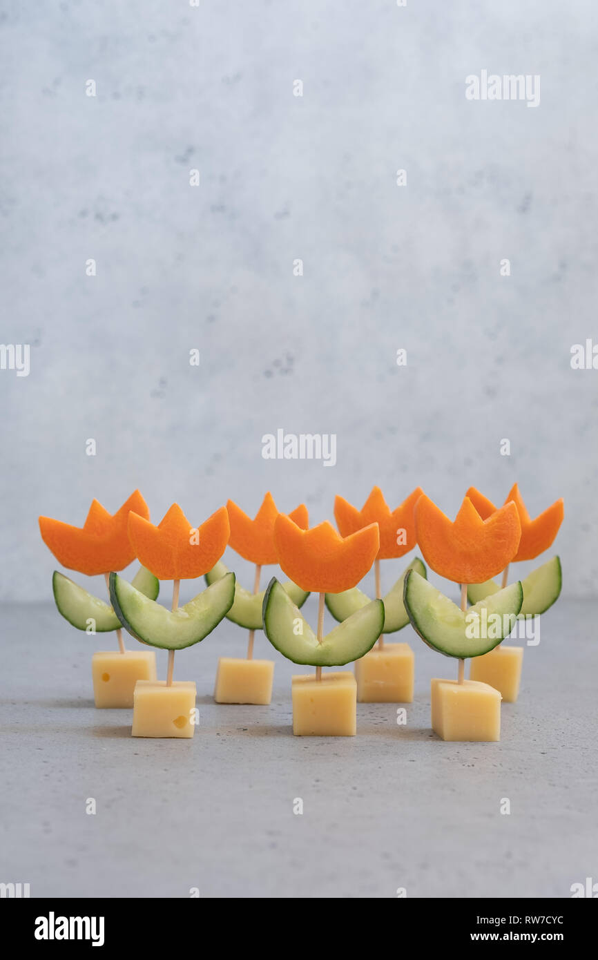 Canape with cucumber, carrot and cheese Stock Photo - Alamy