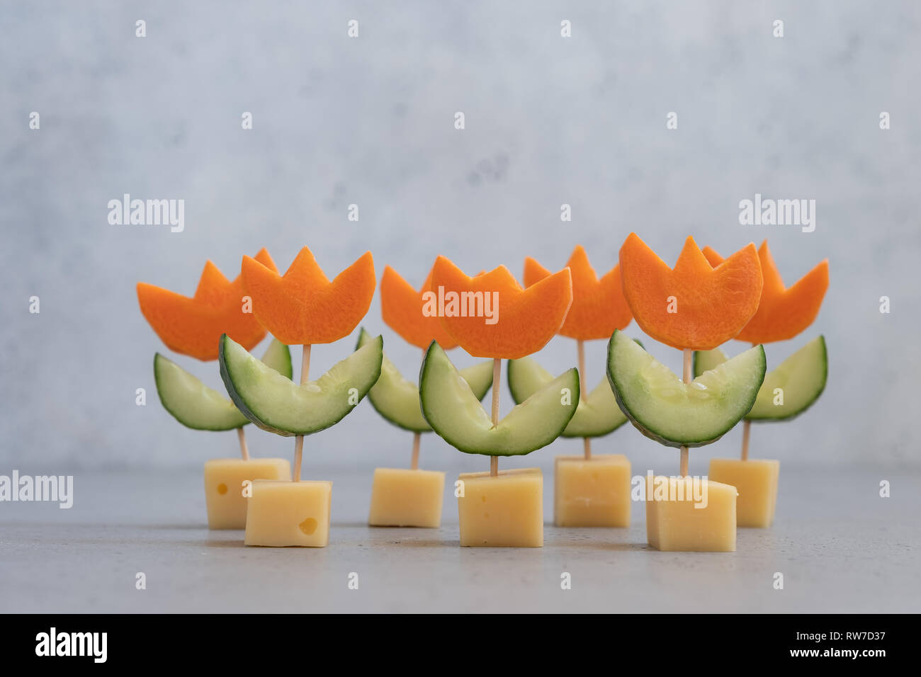 Canape with cucumber, carrot and cheese Stock Photo - Alamy