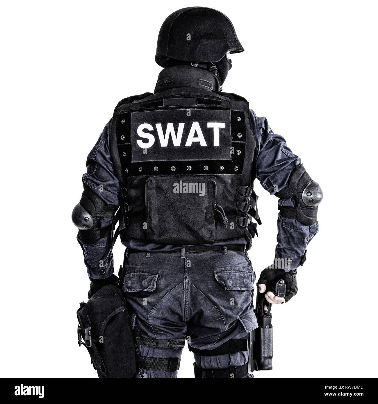 Special weapons and tactics (SWAT) team officer shot from behind Stock ...