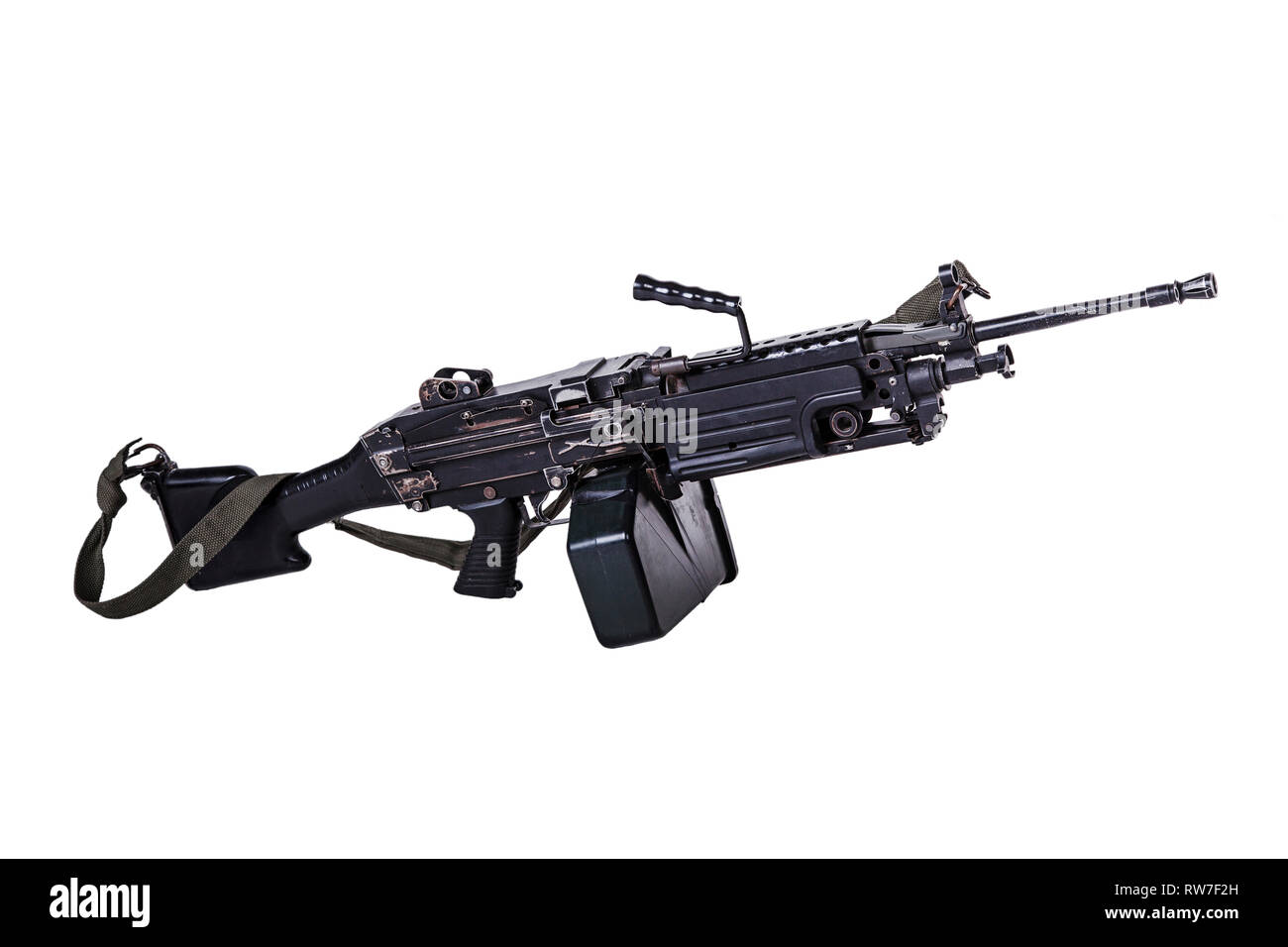 Machine gun close up isolated on white background Stock Photo - Alamy