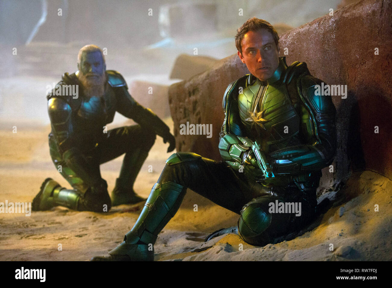 CAPTAIN MARVEL, from left: Rune Temte as Bron-Char, Jude Law as Yon ...