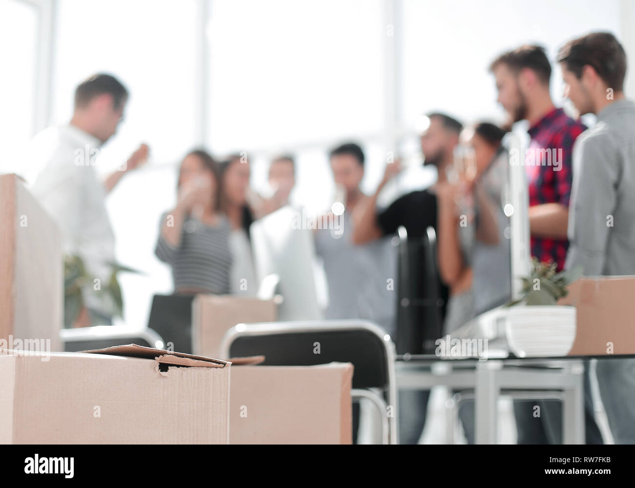 business background.cardboard boxes in the new office Stock Photo - Alamy