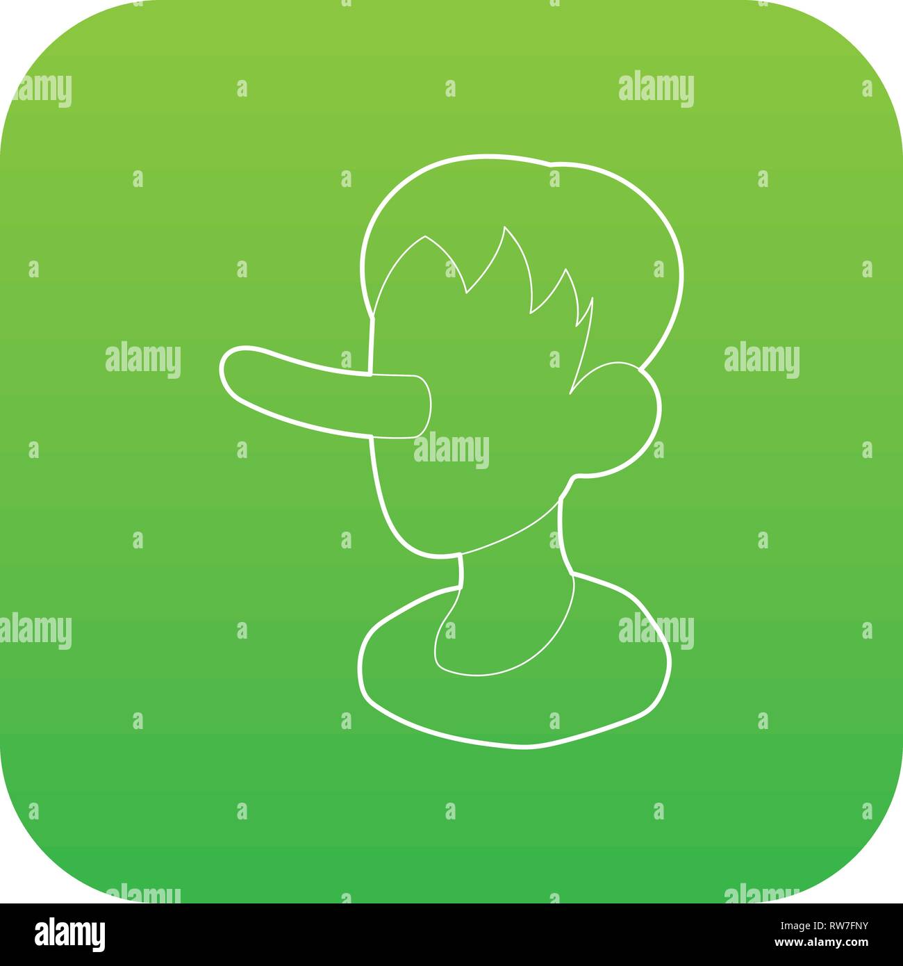 Boy with a long nosen icon green vector Stock Vector Image & Art - Alamy