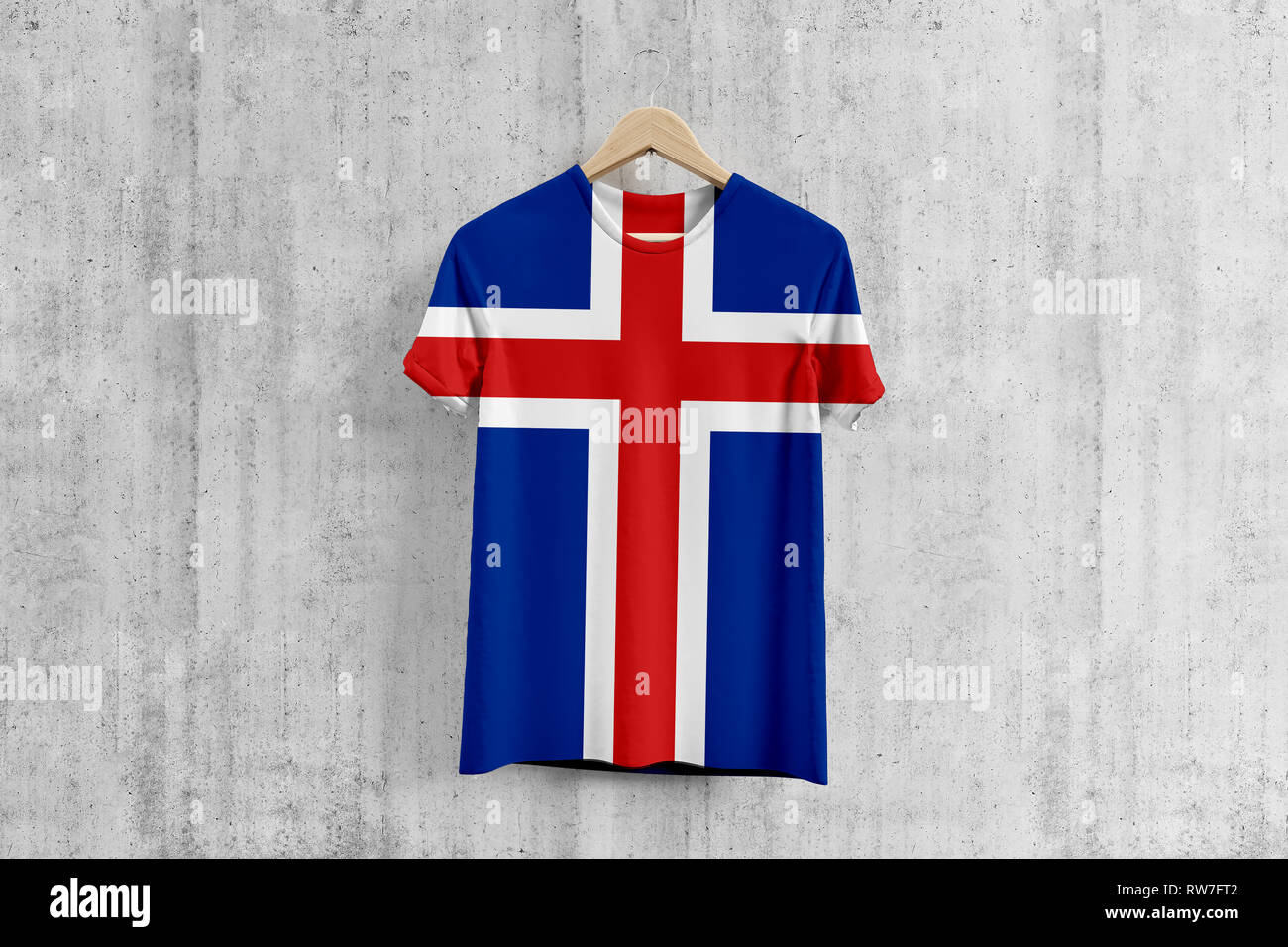 Iceland flag T-shirt on hanger, Icelander team uniform design idea for ...