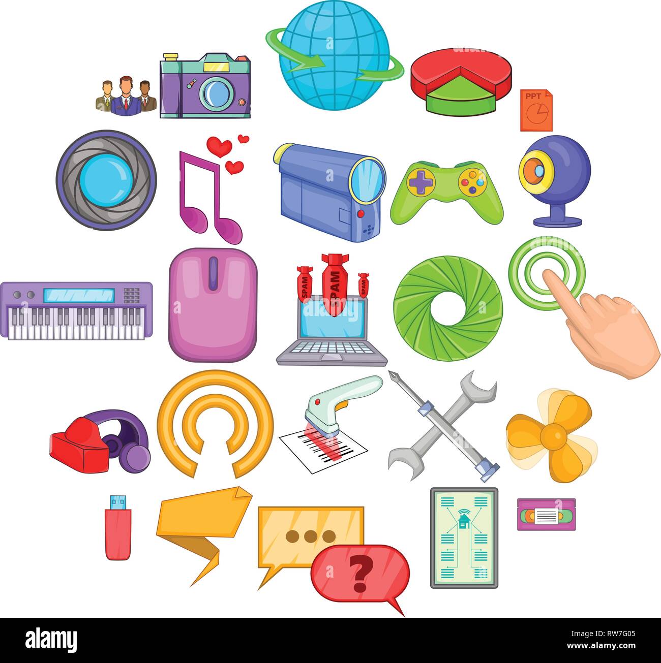 Computer application icons set, cartoon style Stock Vector Image & Art ...