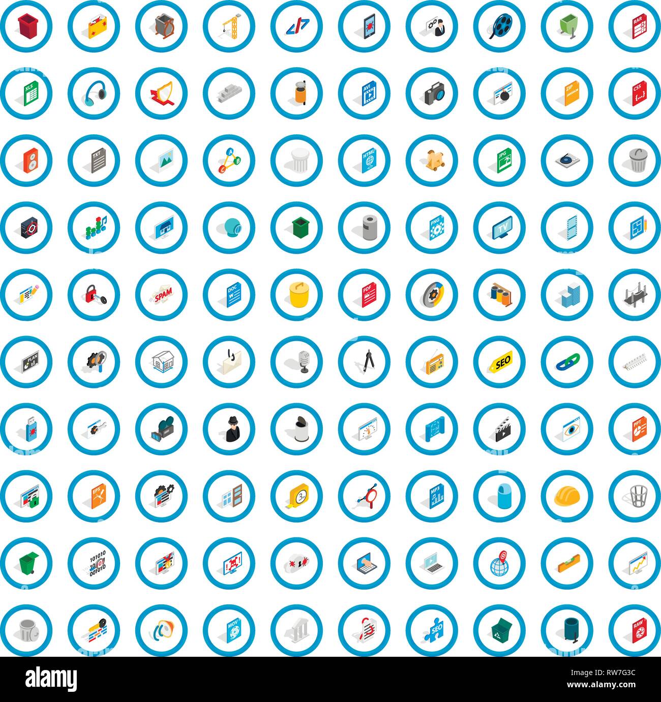 100 computer icons set, isometric 3d style Stock Vector Image & Art - Alamy