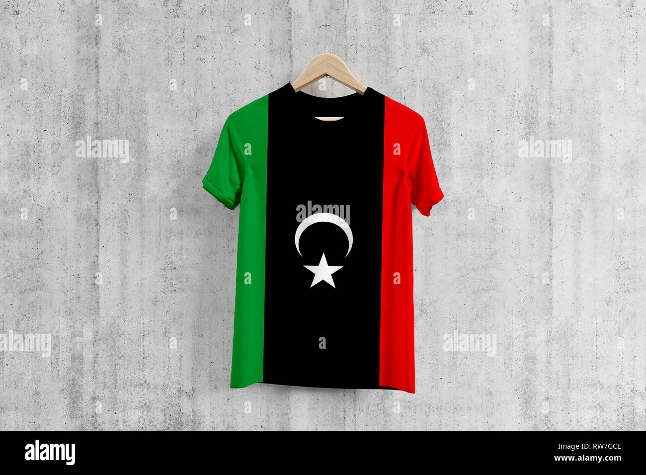 Libya flag T-shirt on hanger, Libyan team uniform design idea for ...