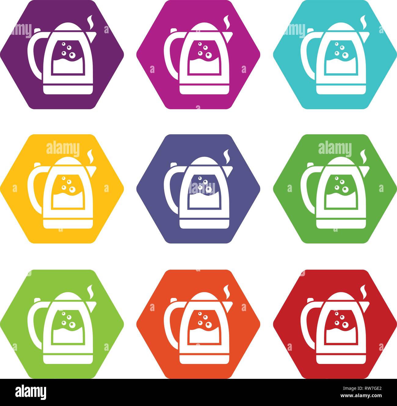 Electric kettle icons set 9 vector Stock Vector Image & Art - Alamy