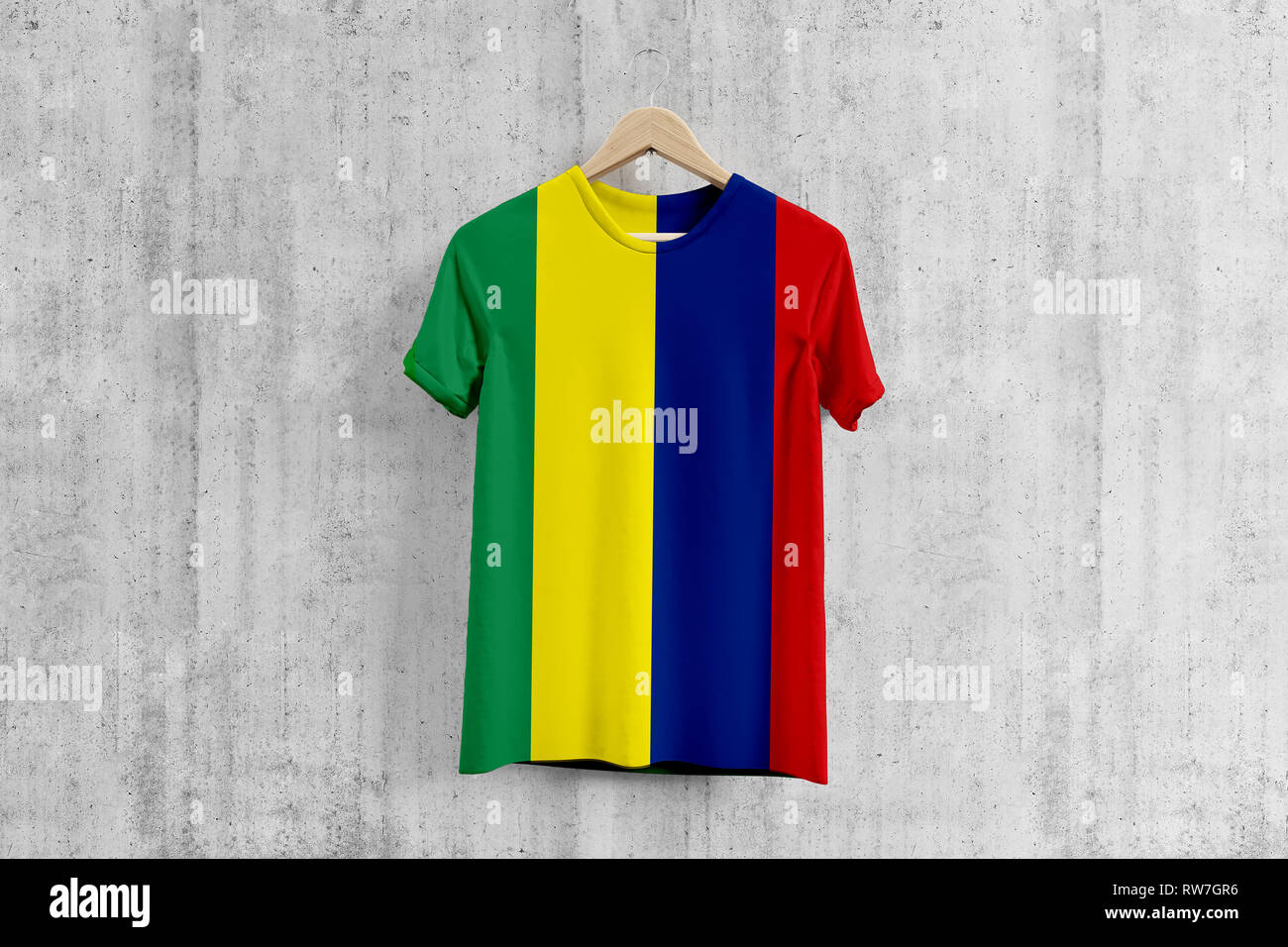 Mauritius flag T-shirt on hanger, Mauritian team uniform design idea ...