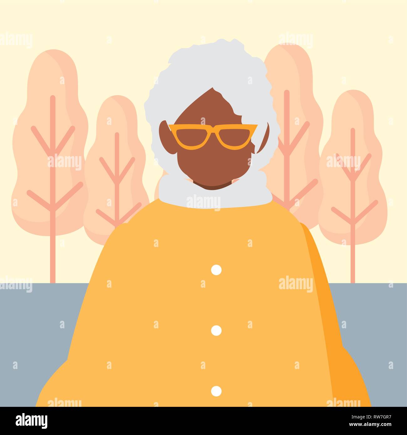 cute grandmother black avatar character vector illustration design ...