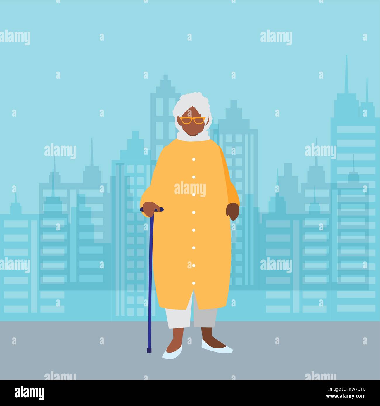 cute grandmother with cane vector illustration design Stock Vector ...