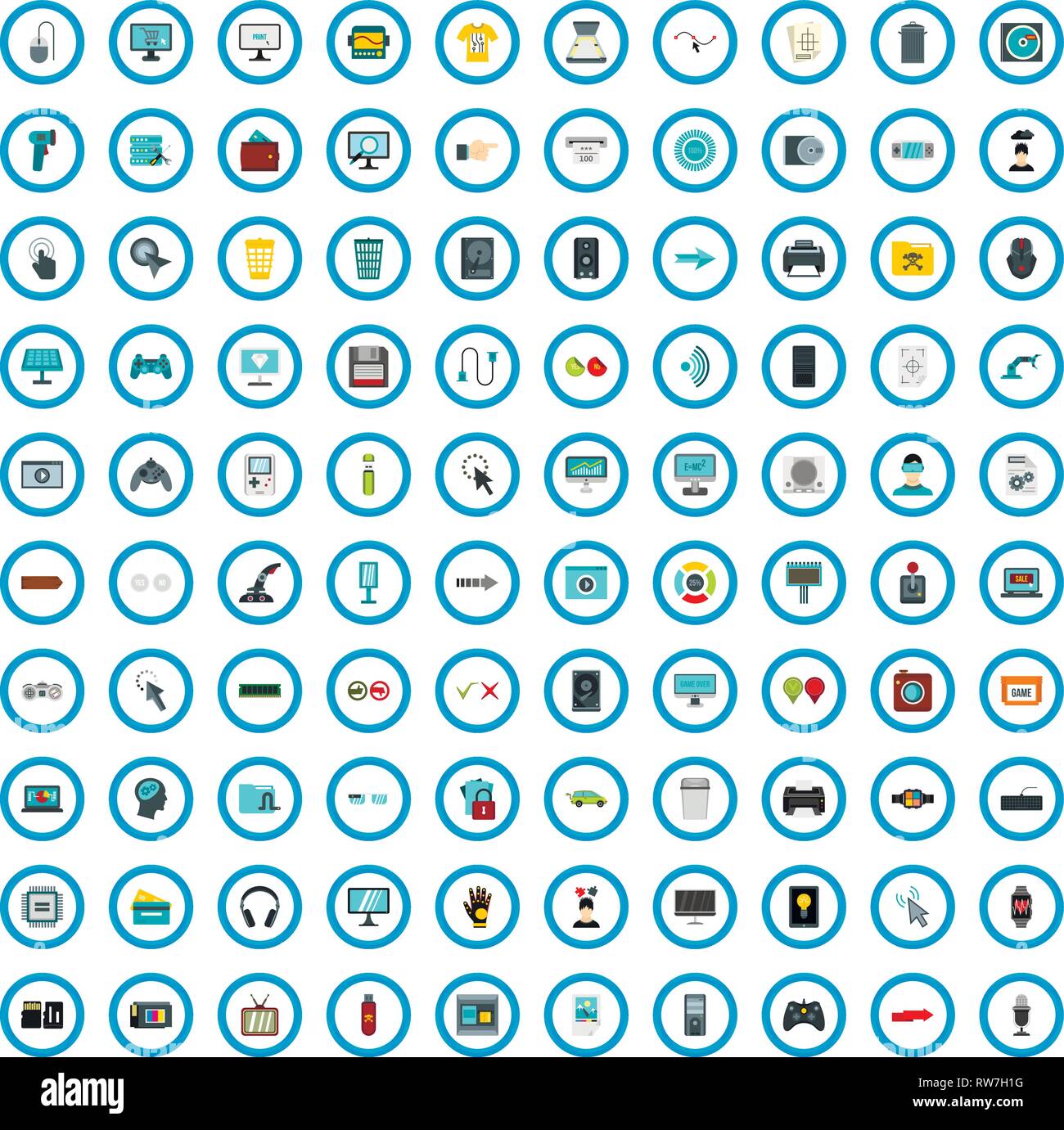 100 computer icons set, flat style Stock Vector Image & Art - Alamy