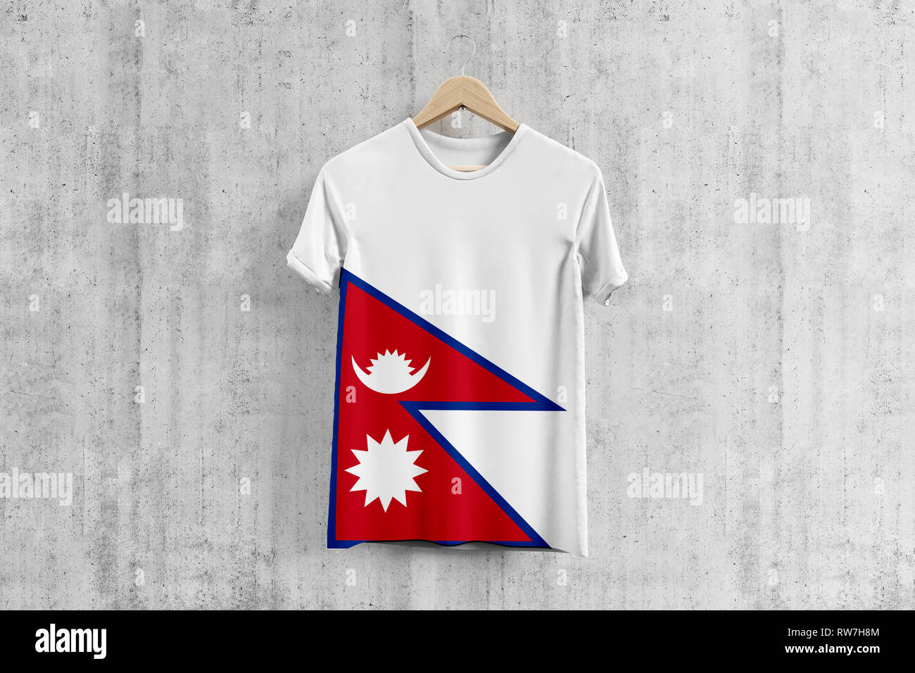 Nepal flag T-shirt on hanger, Nepalese team uniform design idea for ...