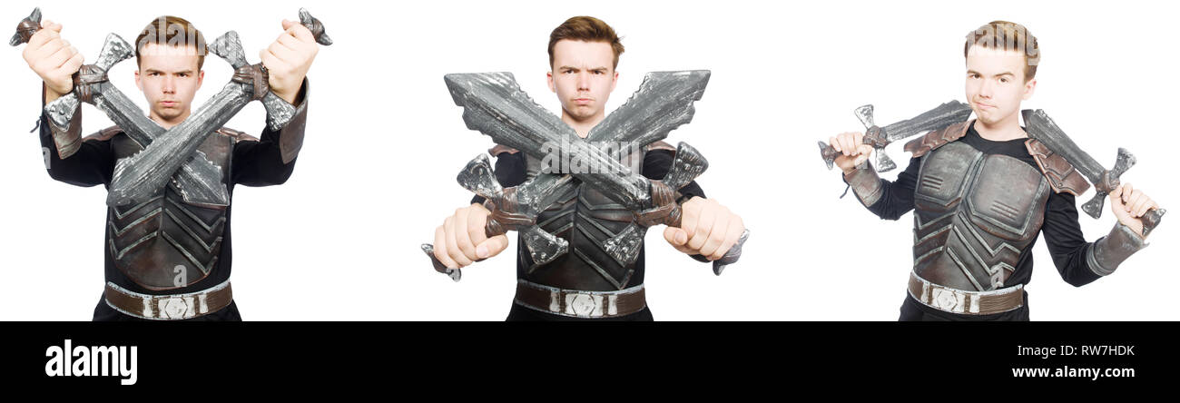 Young funny man in armour suit Stock Photo - Alamy