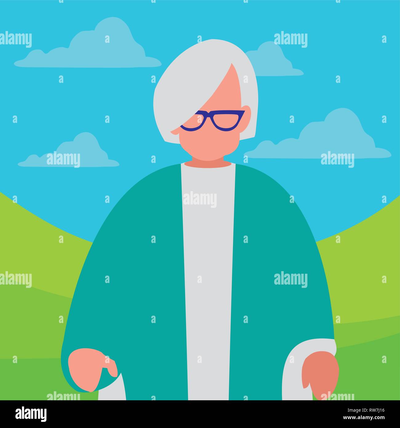 cute grandmother avatar character vector illustration design Stock ...