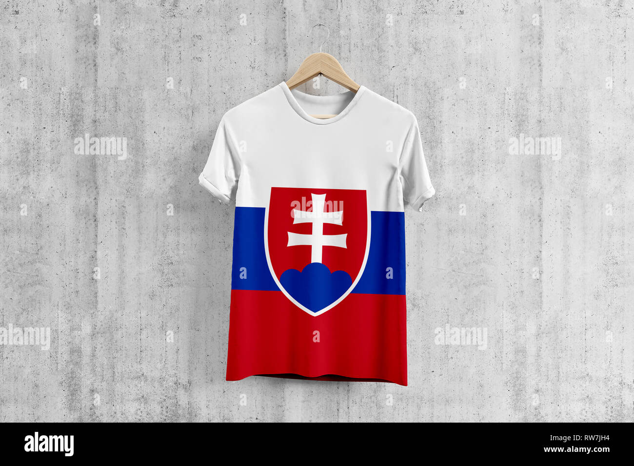 Slovakia flag T-shirt on hanger, Slovak team uniform design idea for ...