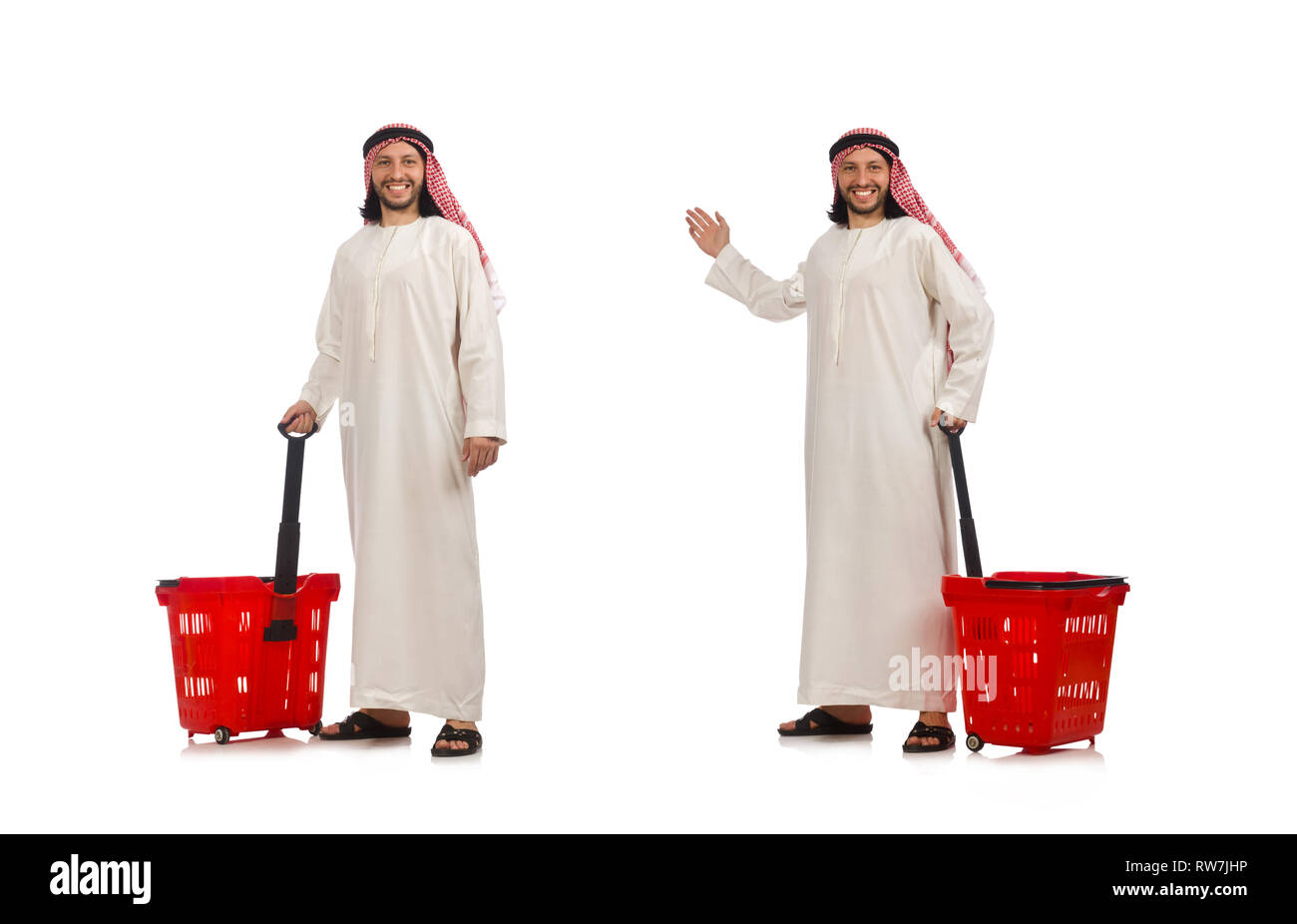 Arab man doing shopping isolated on white Stock Photo - Alamy