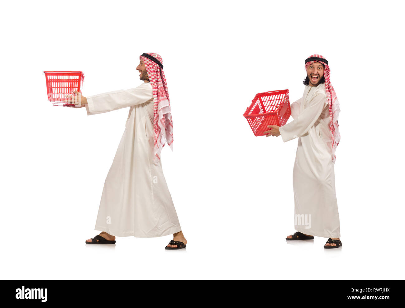 Arab man doing shopping isolated on white Stock Photo - Alamy