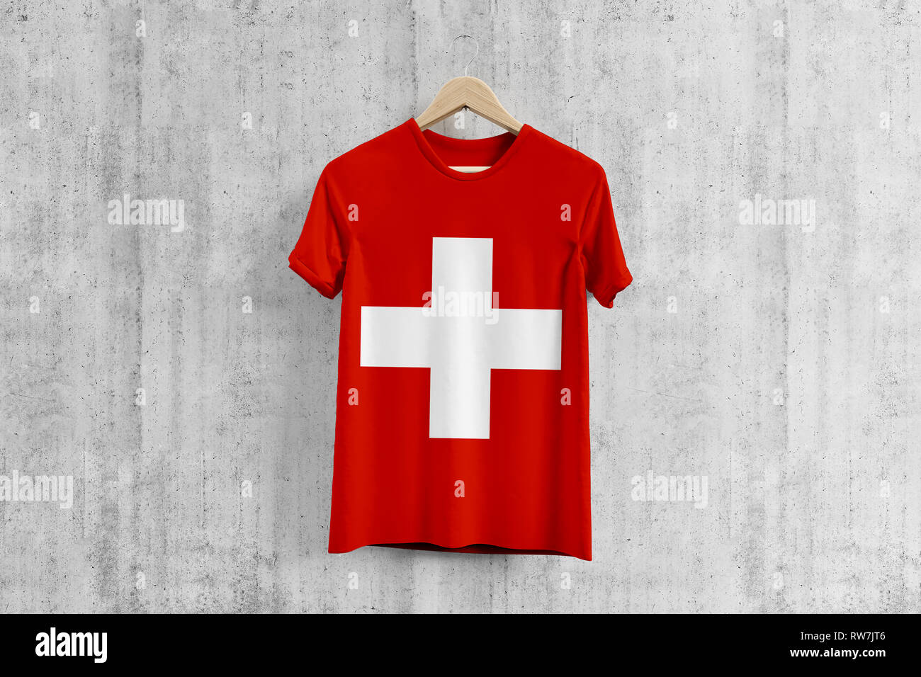 Switzerland flag T-shirt on hanger, Swiss team uniform design idea for ...