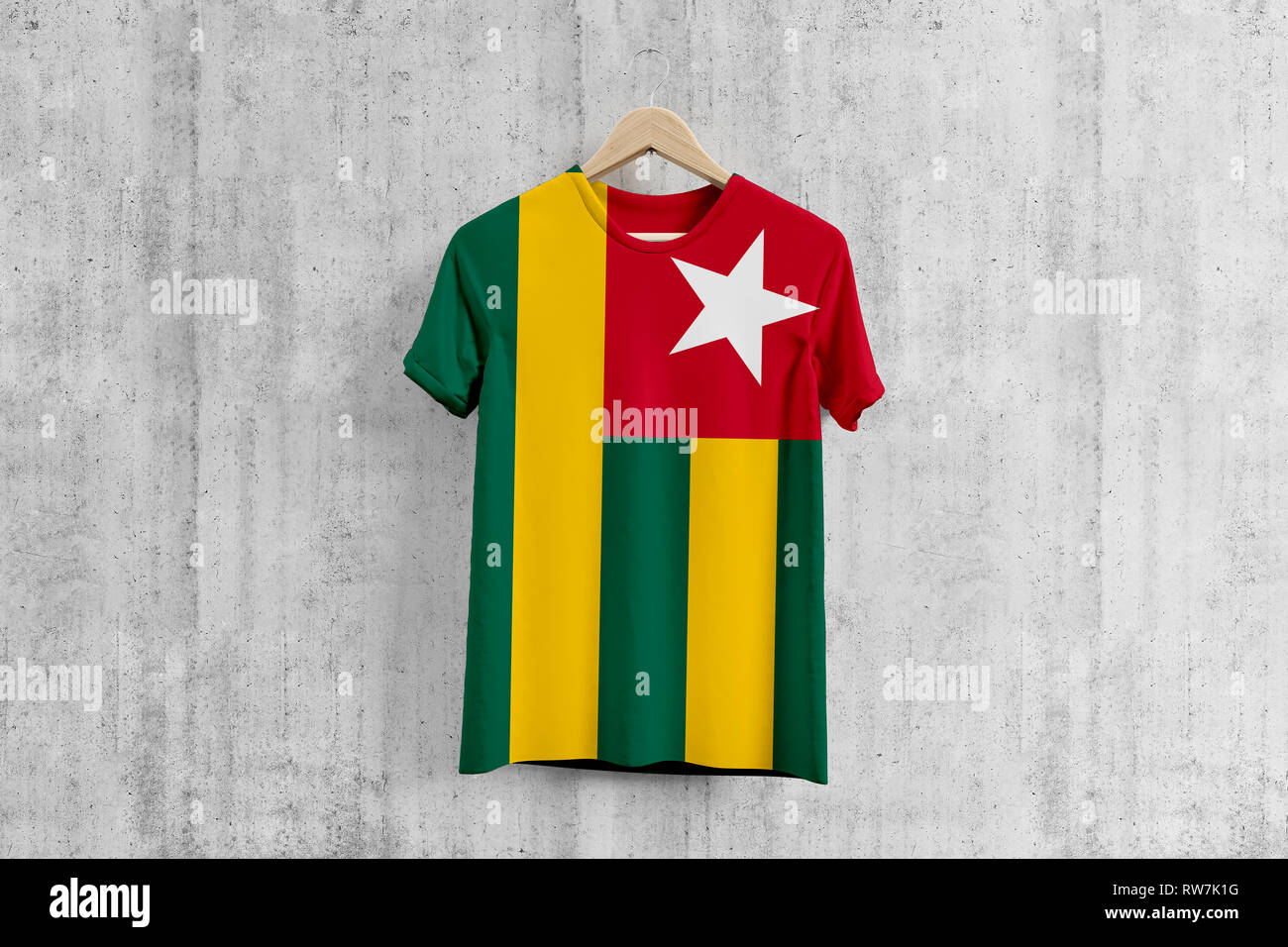 Togo flag T-shirt on hanger, Togolese team uniform design idea for ...