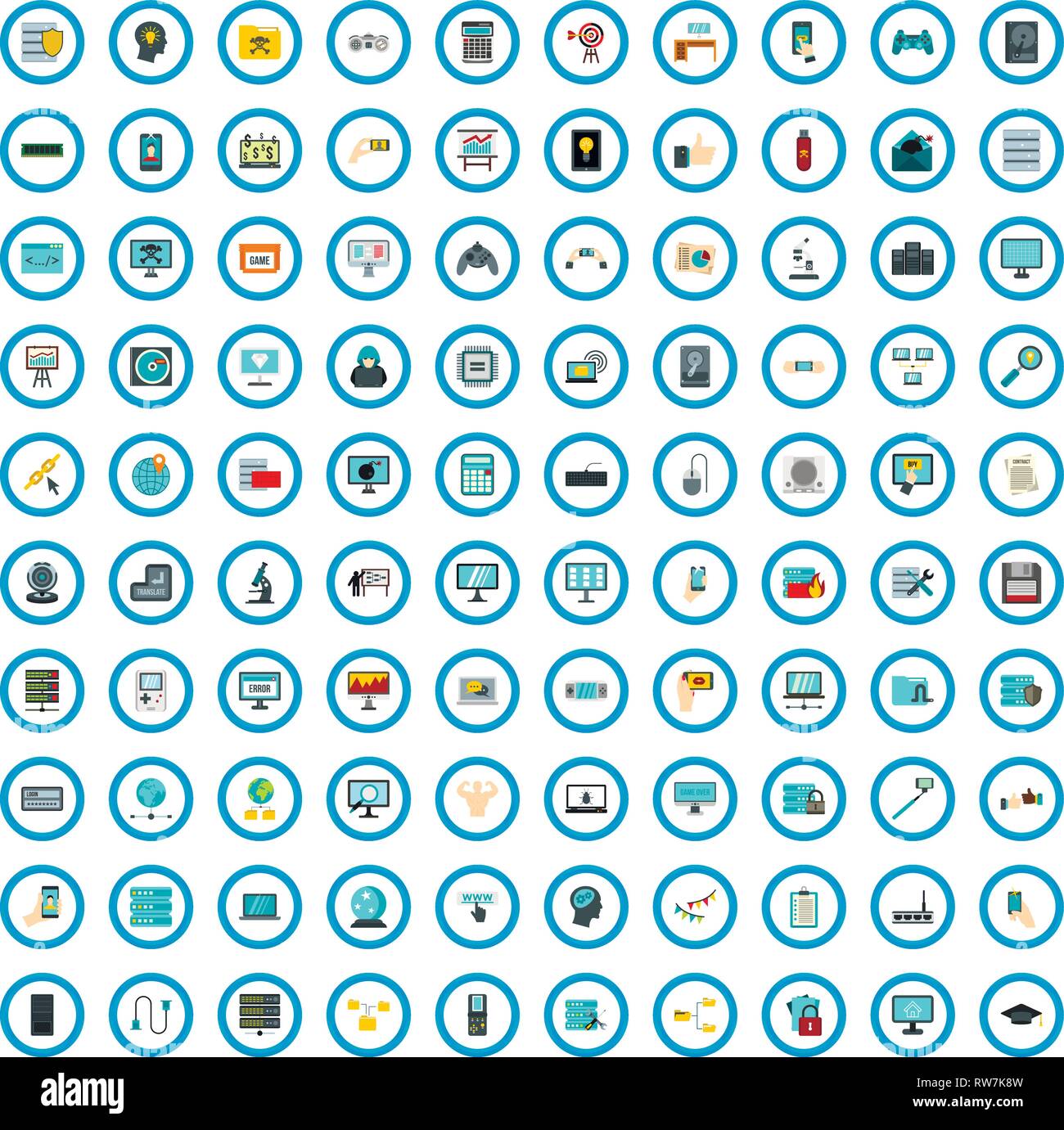 100 computer review icons set, flat style Stock Vector Image & Art - Alamy