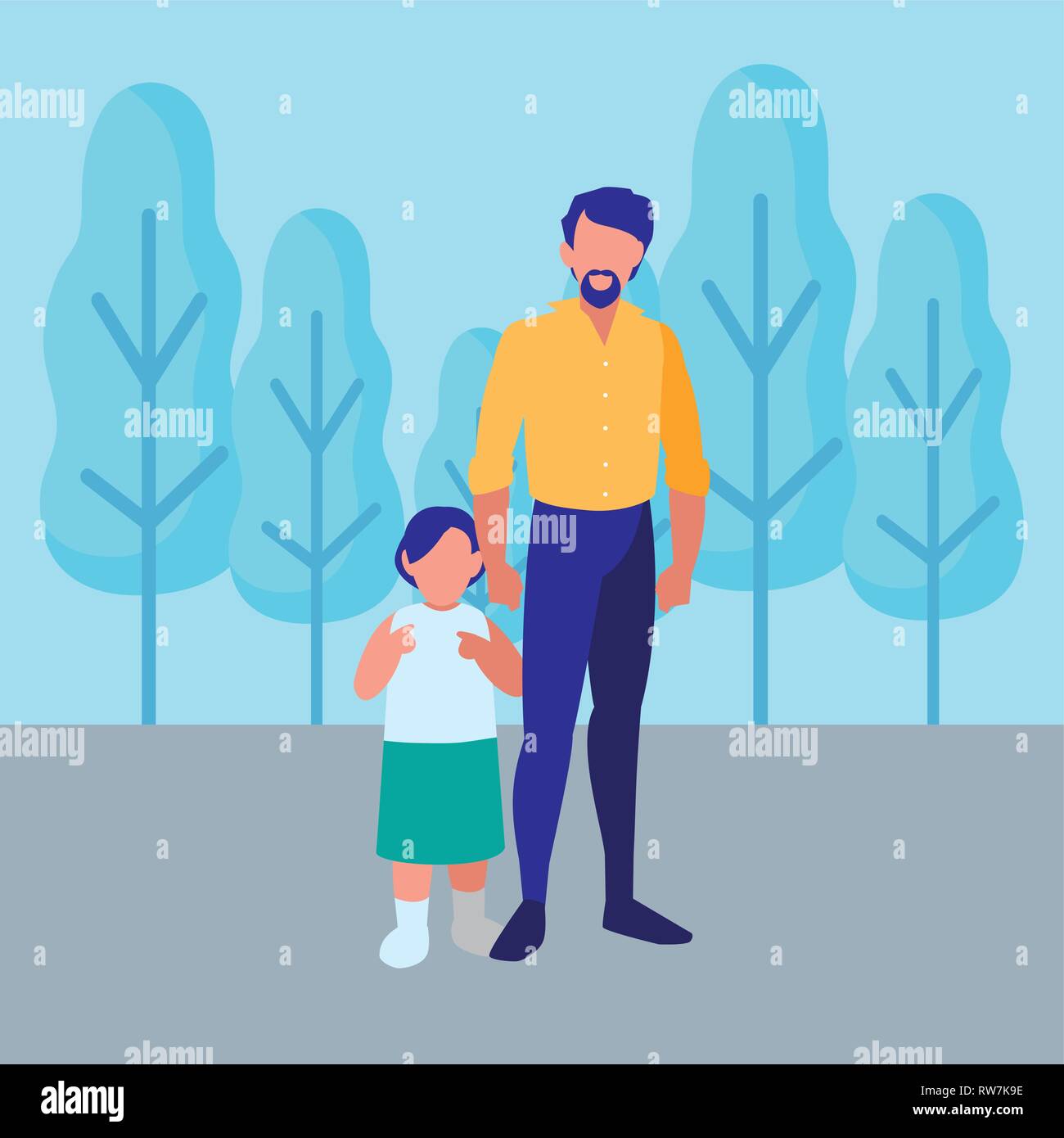 father with daughter characters vector illustration design Stock Vector ...