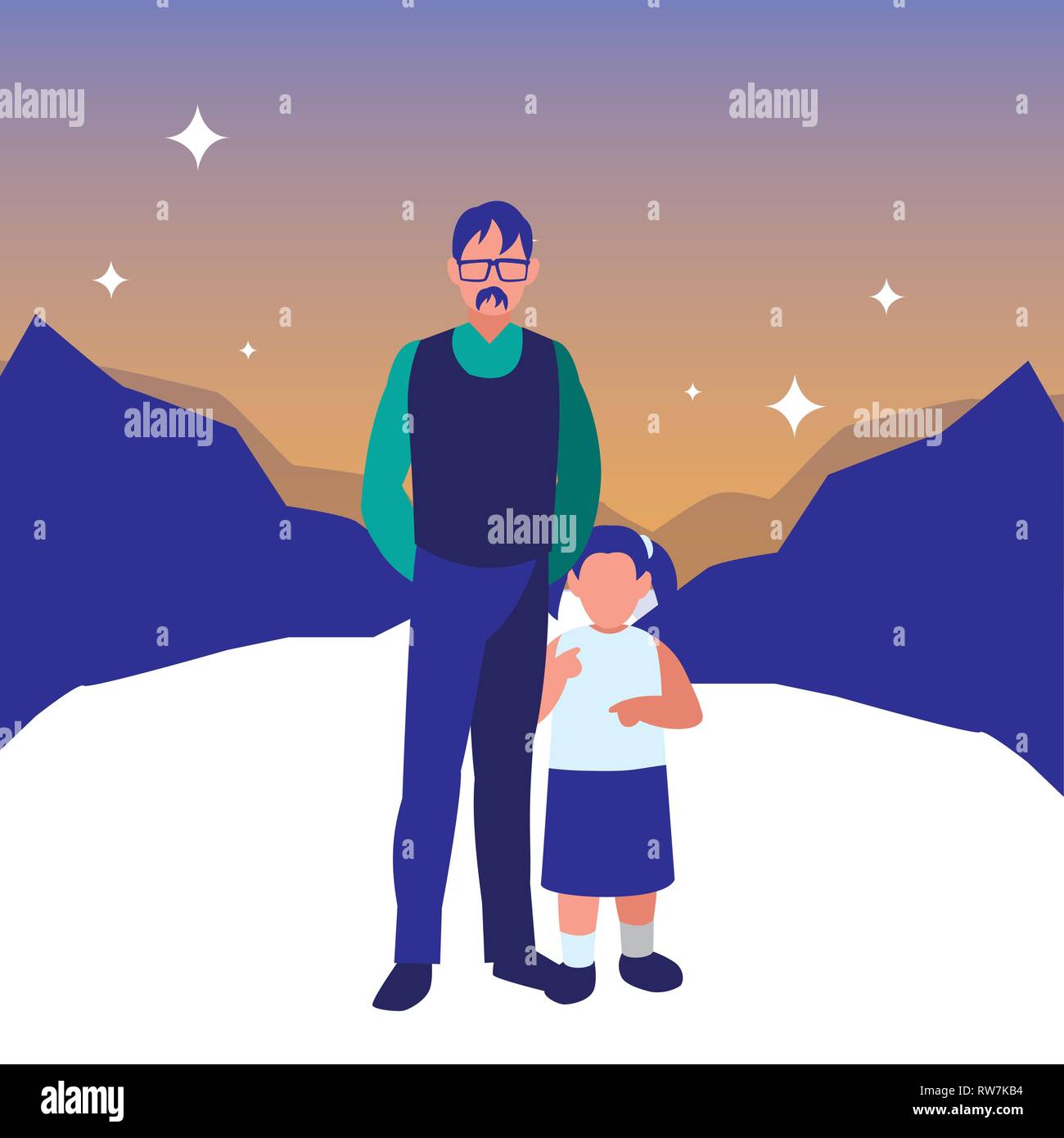 father with daughter characters vector illustration design Stock Vector ...