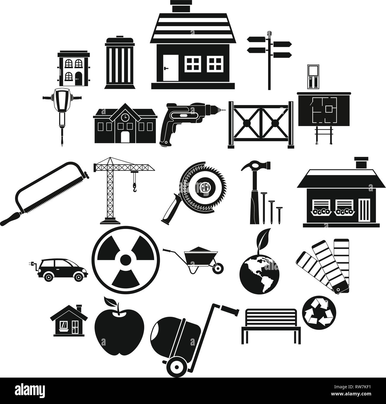 Earthwork icons set, simple style Stock Vector Image & Art - Alamy