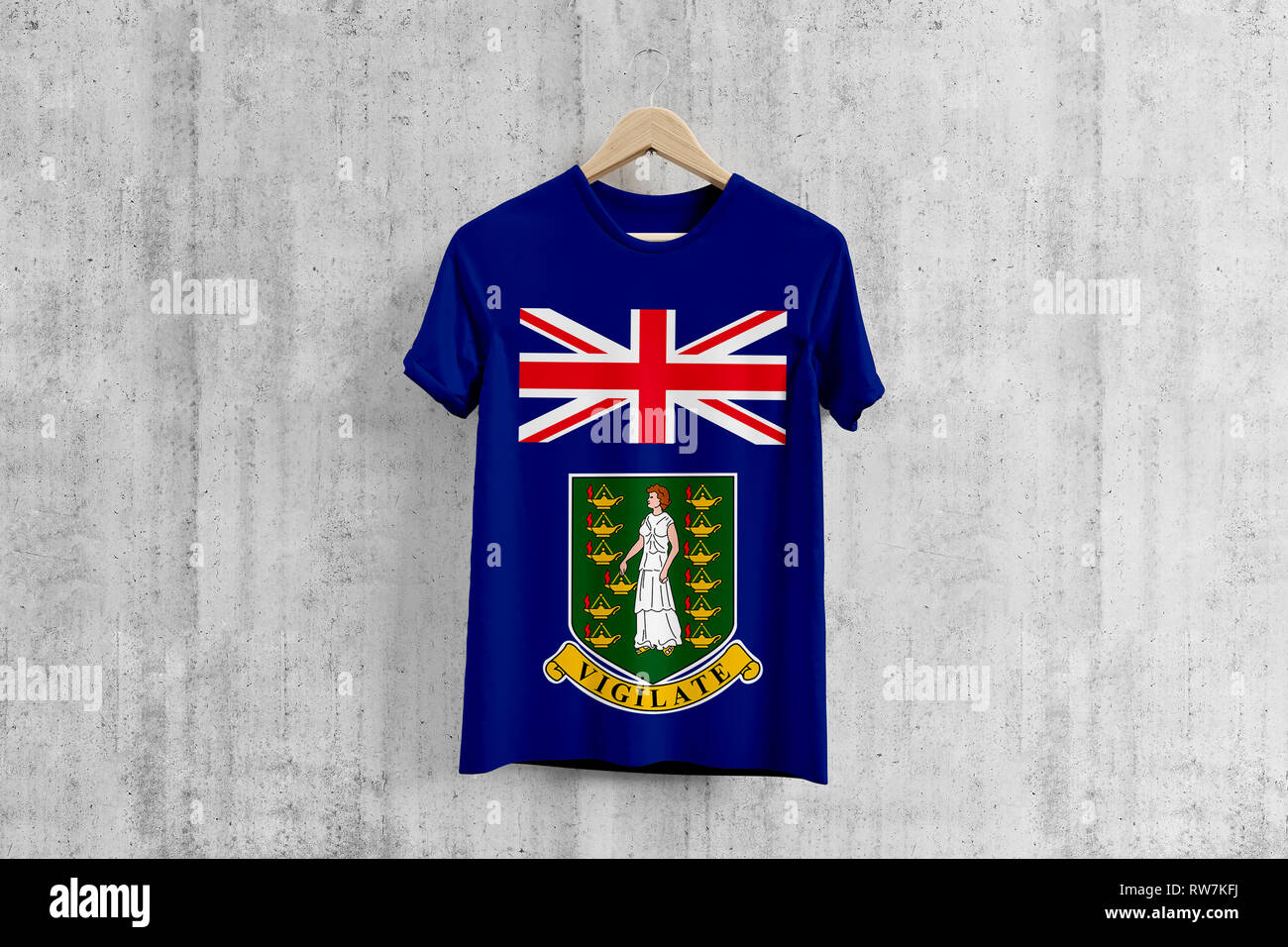 British Virgin Islands flag T-shirt on hanger, team uniform design idea ...
