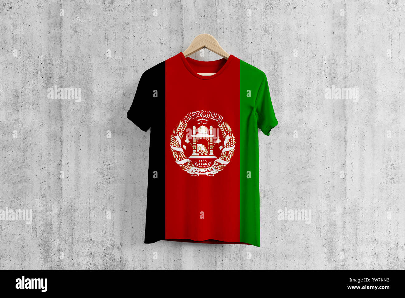 Afghanistan flag T-shirt on hanger, Afghan team uniform design idea for ...