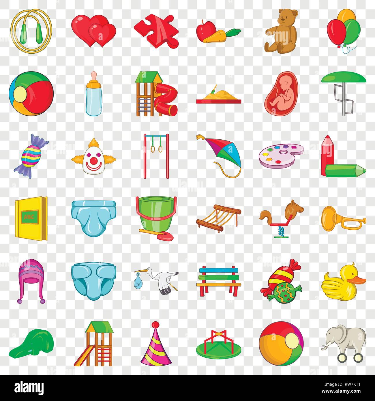 Children toy icons set, cartoon style Stock Vector Image & Art - Alamy