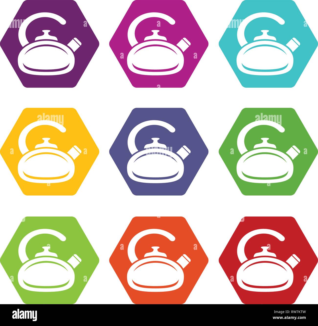 Pot bellied kettle icons set 9 vector Stock Vector Image & Art - Alamy