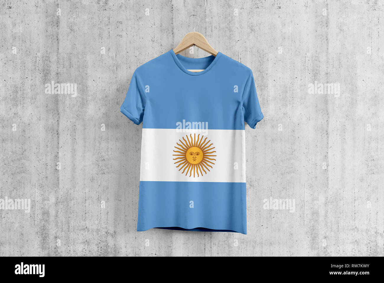 Argentina flag T-shirt on hanger, Argentine team uniform design idea ...
