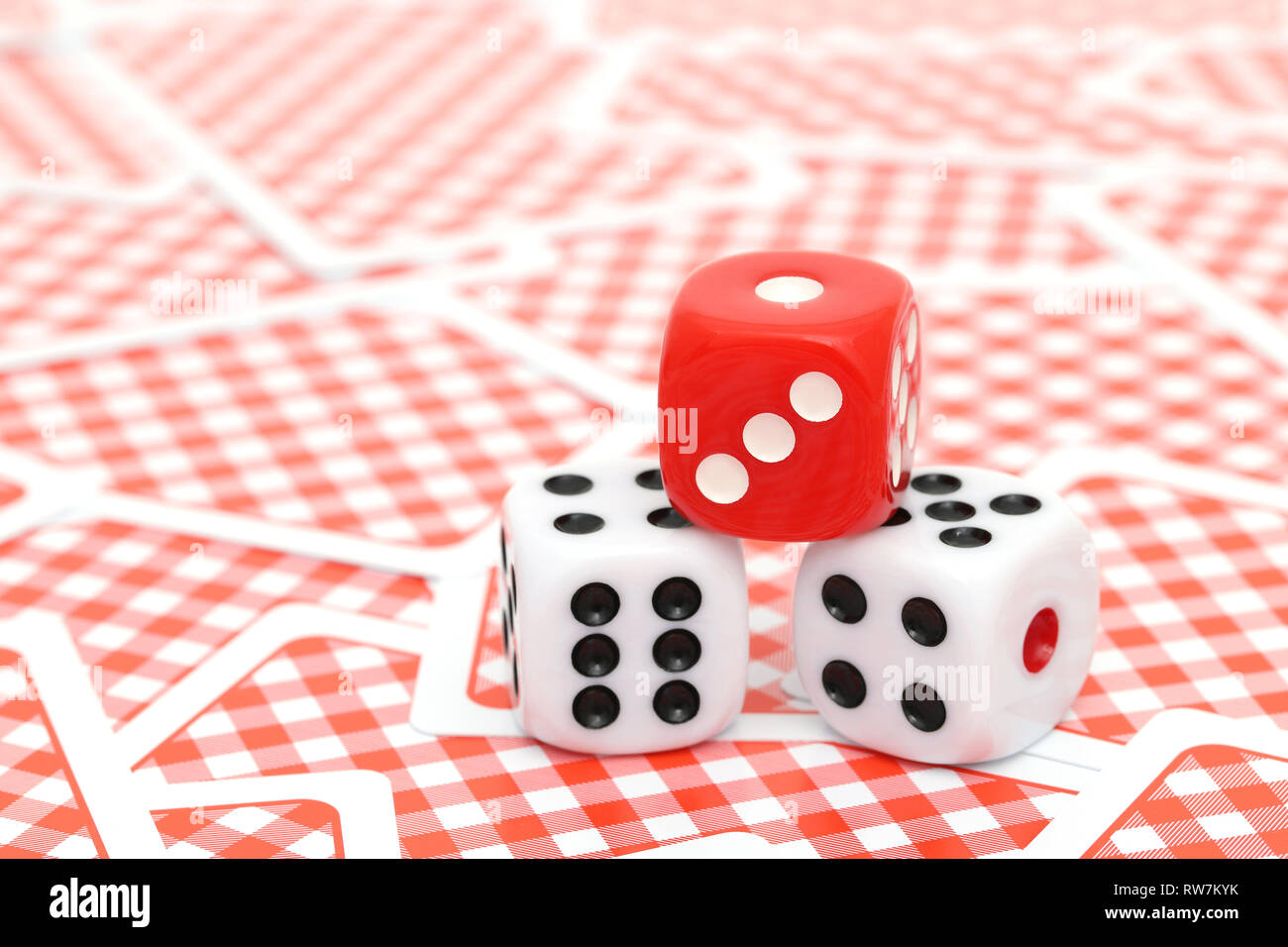 close up of playing cards and dice for game Stock Photo - Alamy