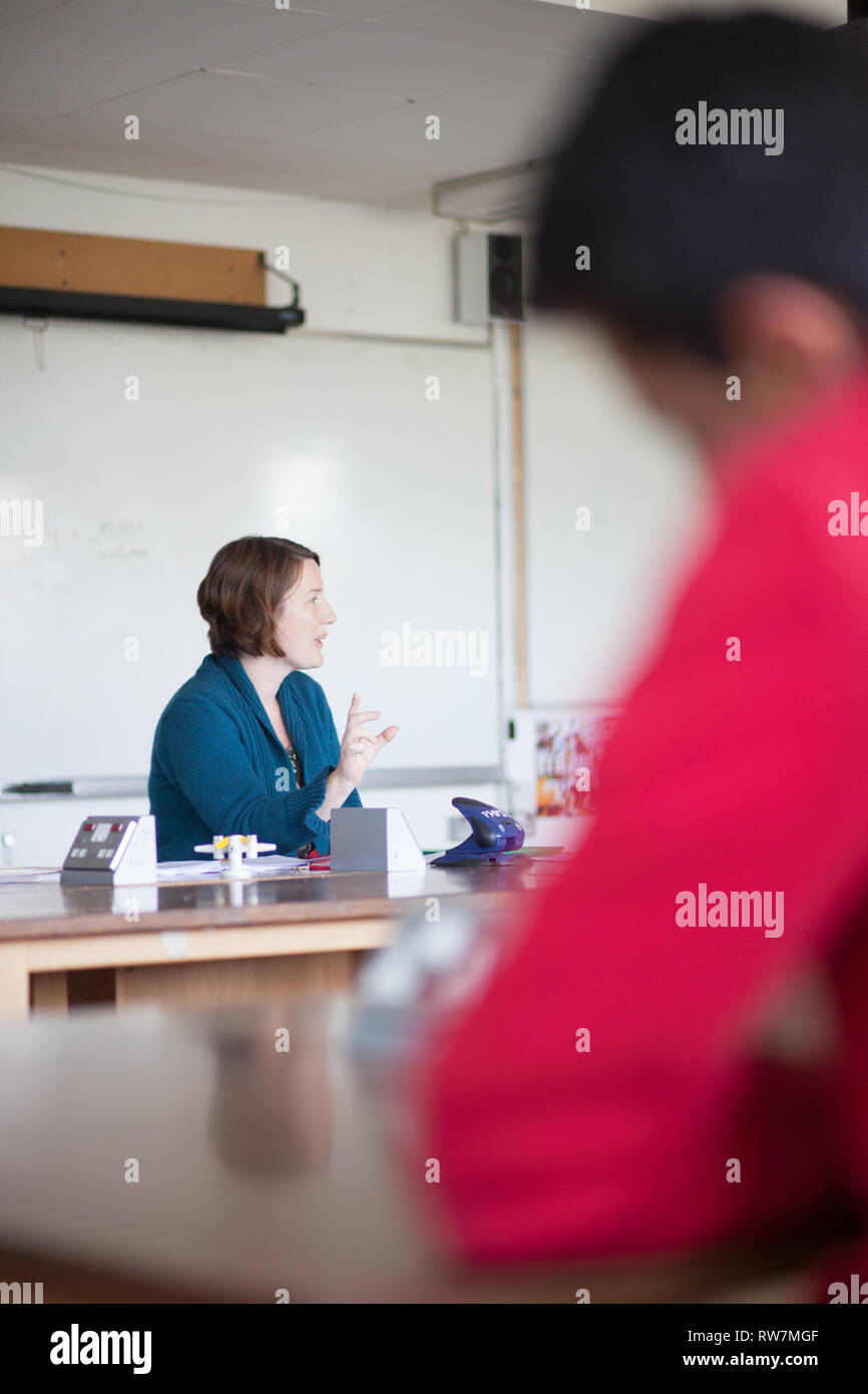 teacher at a further education college teaching in a classroom Stock ...